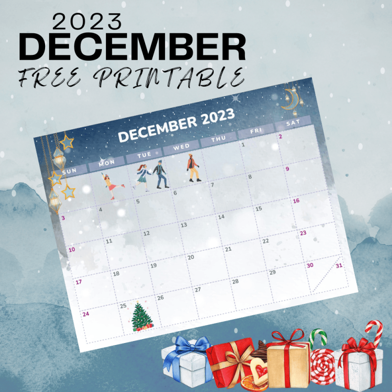 December 2023 Free Printable Calendar Download - XOXO Birdie
