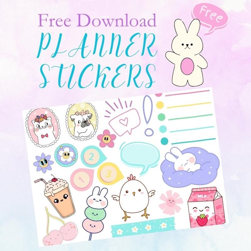 June 2023 Free Kawaii Sticker Printables - XOXO Birdie